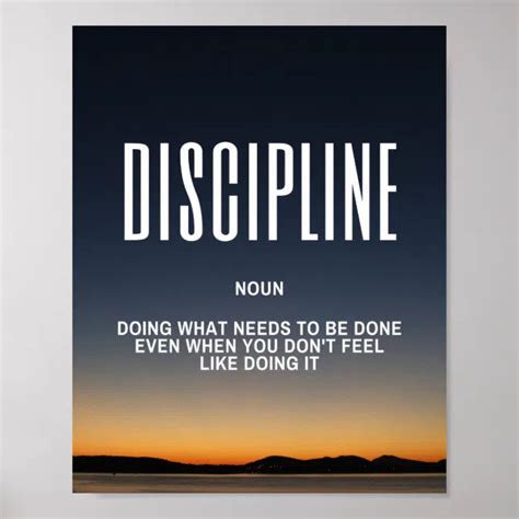 Inspiring Quote On Discipline Poster Zazzle