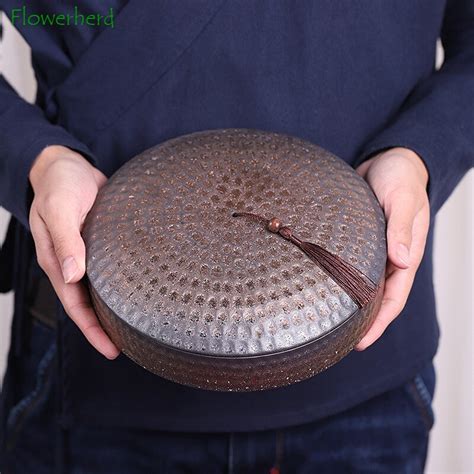 대형 망치 세라믹 차 캐디 Puer 차 일어나 차 주전자 차 도구 쿵푸 차 세트 거친 도자기 차 패키지 선물 상자 보관