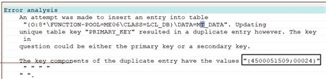 sap abap central ‘tab duplicate key issue during delivery due for sto