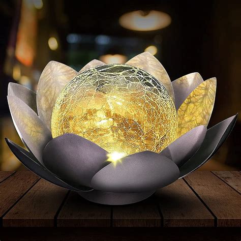 Large Led Metal Lotus Flower Solar Lights Epicgadget Solar Light
