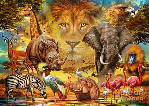 African Animals Collage Digital Art By Mgl Licensing Pixels