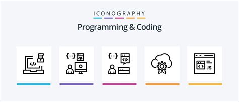 Programming And Coding Line 5 Icon Pack Including Develop App Develop
