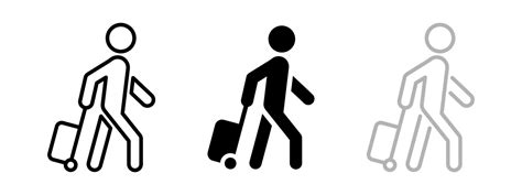 Passenger With Baggage Icon Walking Person With Luggage Illustration