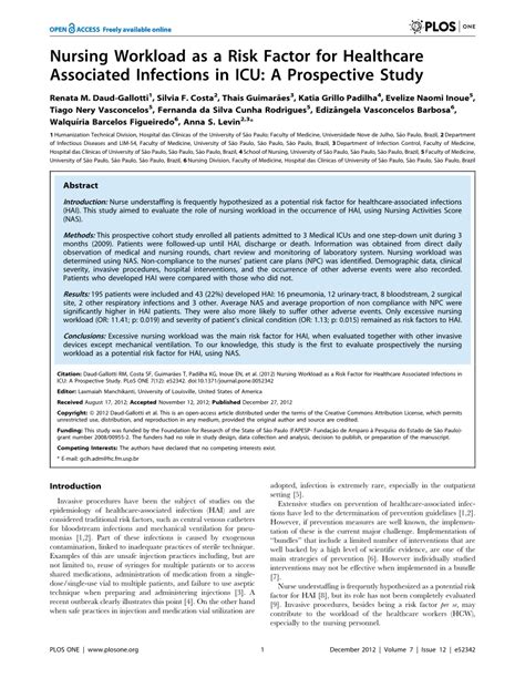 Pdf Nursing Workload As A Risk Factor For Healthcare Associated