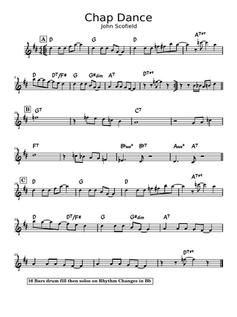 Chap Dance John Scofield Lead Sheet Pdf Musical Notation Musical