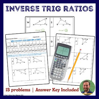 Inverse Trig Ratios Finding Angle Measures Self Checking Geometry Practice