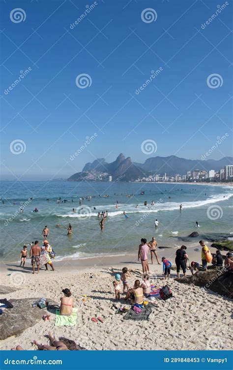 Rio De Janeiro Brazil Skyline Ipanema Beach Atlantic Ocean