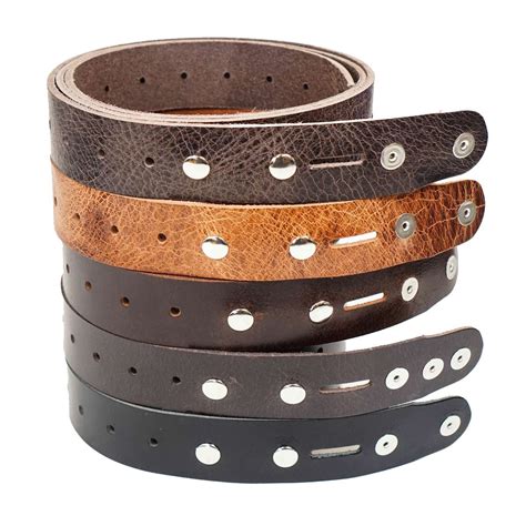 Single Hole Belt Blank W Snaps Buffalo Vintage Chocolate