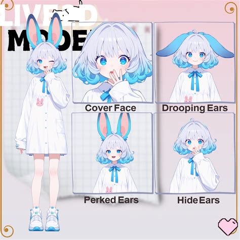Live2d Model Blue Hair Moon Bunny Girl Vtuber Model Fully Rigged