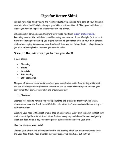 Ppt Tips For Better Skin Powerpoint Presentation Free Download Id