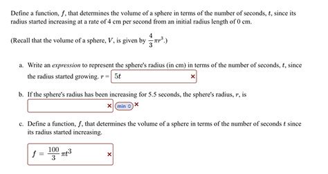 Solved Efine A Function F That Determines The Volume Of A