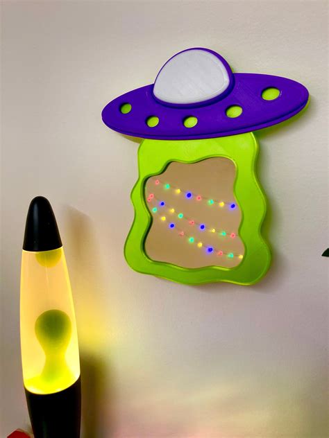 alien abduction mini wall mirror 3d printed ufo hanging home decor sci