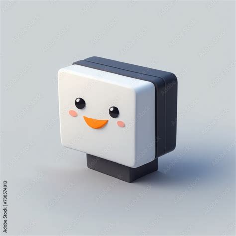 3d Illustration Cute Cartoon Character Of Cube With Smile Isolated On
