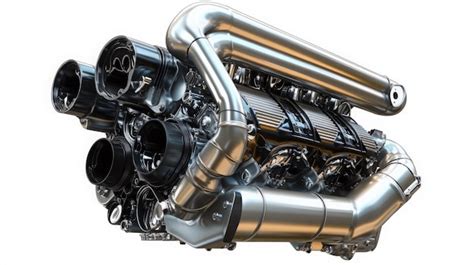 A Turbocharged Inlinefour Engine In Motion With Visible Exhaust And