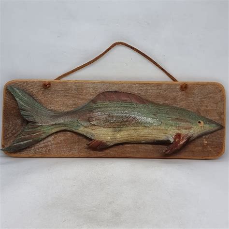 Carved Wood Wall Hanging Fish Etsy