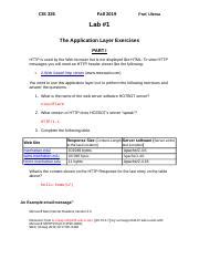 CIS 326 Fall 2019 Lab1 App Layer ANSWERS Docx CIS 326 Fall 2019 Prof Ulema Lab 1 The