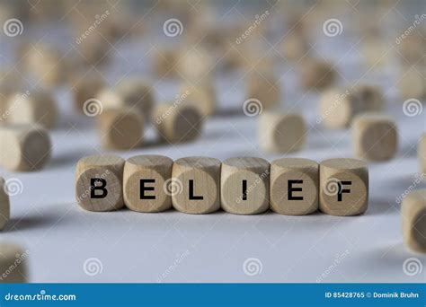 Belief Cube With Letters Sign With Wooden Cubes Stock Image Image