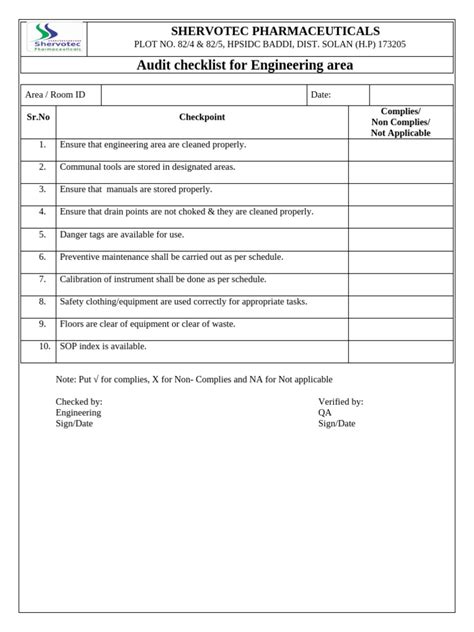 Engineering Audit Checklist Overview Pdf