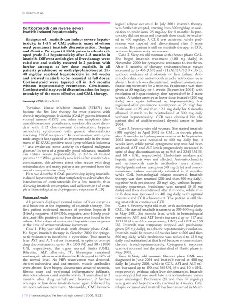 Pdf Corticosteroids Can Reverse Severe Imatinib Induced Hepatotoxicity