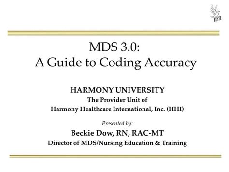 Mds 30 A Guide To Coding Accuracy Pptx