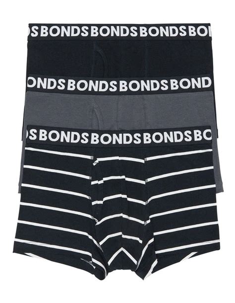 Bonds Everyday Stripe Trunks 3 Pack In Blacknavystripe Myer