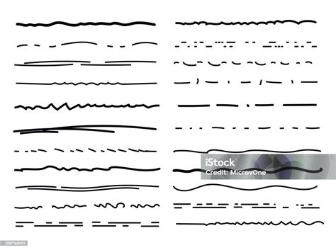 손으로 그린 밑줄 드로잉 브러쉬 라인 연필 질감 스트로크 낙서 낙서 테두리 핸드메이드 밑줄 벡터 격리 세트 거친에 대한 스톡 벡터 아트 및 기타 이미지 Istock