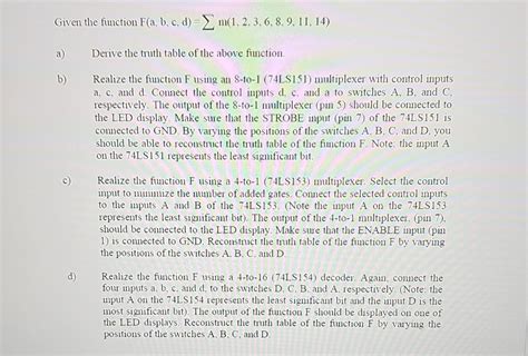 solved given the function f a b c d ∑m 1 2 3 6 8 9 11 14