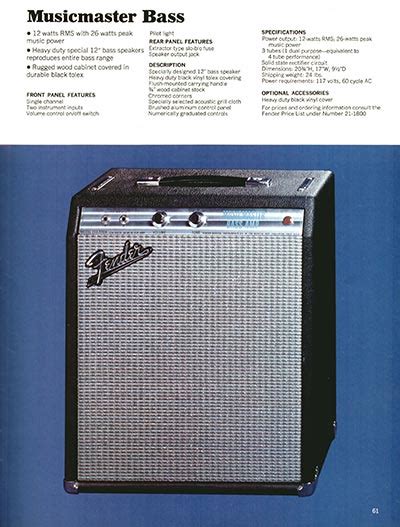 Fender Musicmaster Bass Amplifier Vintage Guitar And Bass