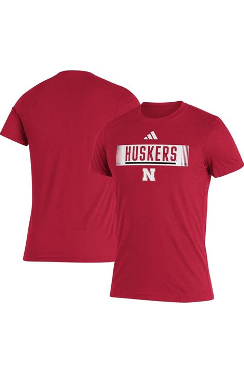 Adidas Mens Adidas Scarlet Nebraska Huskers Wordmark Tri Blend T Shirt