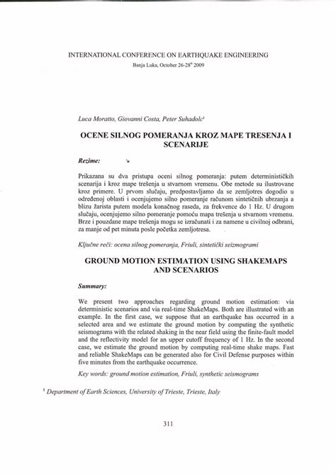 Pdf Ground Motion Estimation Using Shakemaps And Scenarios