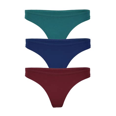 3er Set Bio String Pur Dunkelheit Smaragd Blau Aubergine