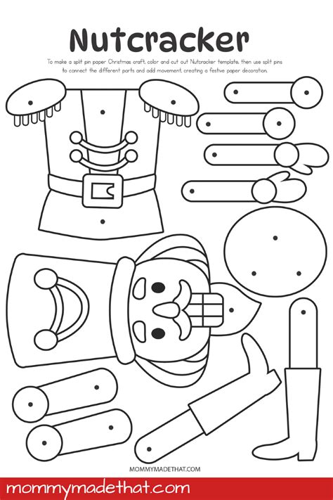 Nutcracker Split Pin Craft Free Printable Coloriage Noel Idée Noël