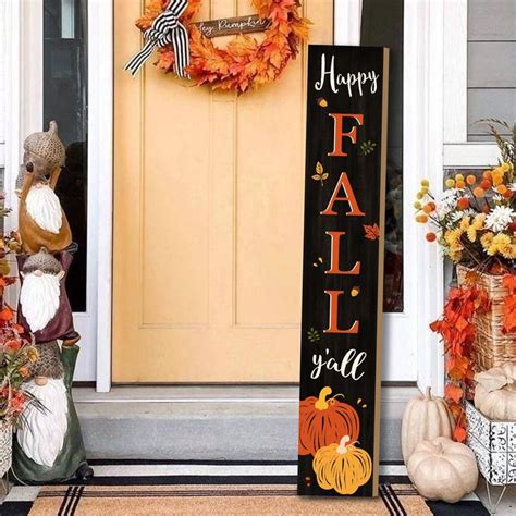 Happy Fall Yall Welcome Porch Sign Decor Autumn Pumpkin Wooden Hanging