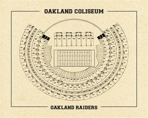 Oakland Alameda Coliseum Seating Chart Print Vintage Wall Art Etsy