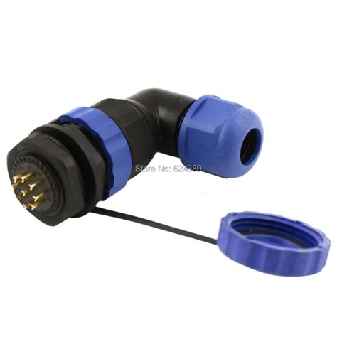 Sd20 20mm 9 Pin Waterproof Aviation Connector Right Angle Panel Mount