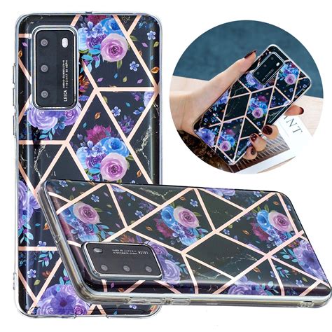 For Huawei P40 Pro Flat Plating Splicing Gilding Protective Case Black