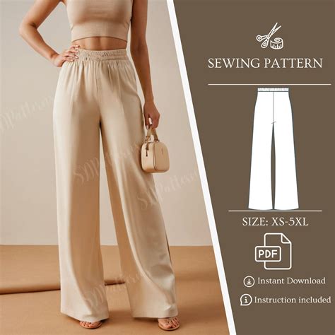 Palazzo Pants Sewing Pattern Wide Leg Pants Elastic Waist Pdf Sewing
