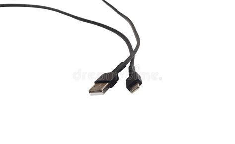 Black Usb And Type C Cable On White Background In Insulation Stock