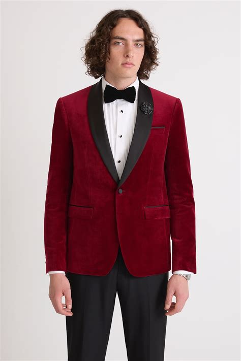 Red Velvet Tuxedo Jacket Suitor