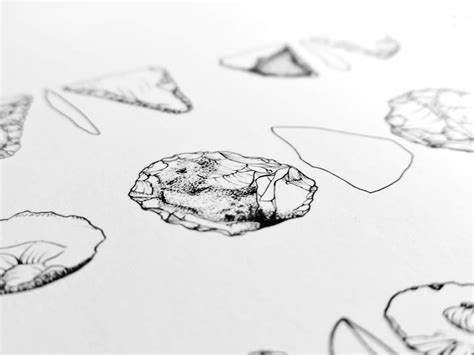 Flint Assemblage Flint Tools Flint Print Flint Illustration Print Etsy