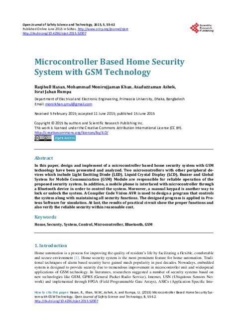pdf microcontroller based home security system with gsm technology