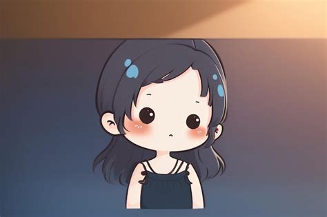 간단한 배경 만화 소녀 아바타 귀여운 카와이 애니메이션 손으로 그린 만화 벽지 일러스트레이션 프리미엄 사진