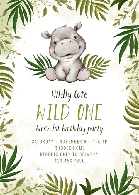 Wildly Cute Birthday Invitation Template Free Greetings Island