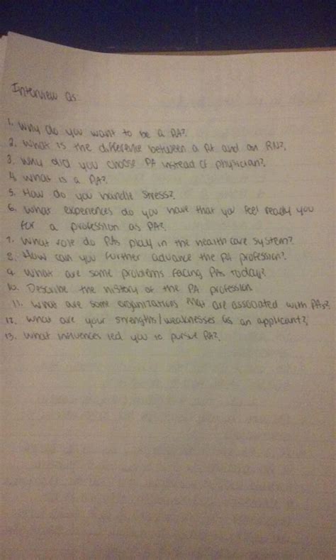 Physician Assistant School Interview Questions