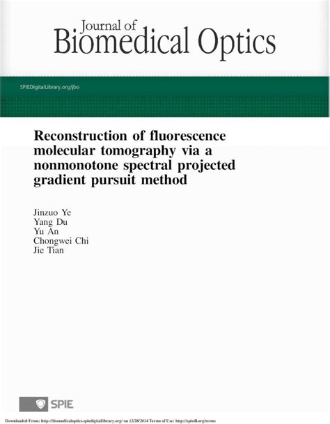 pdf reconstruction of fluorescence molecular tomography via a