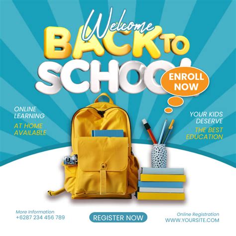 Blue Maximalist Back To School Instagram Post Template Postermywall