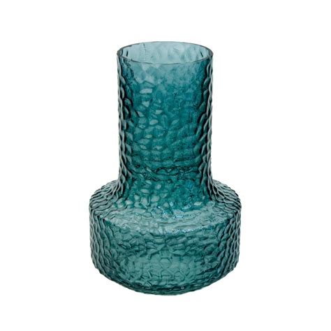 Glass Vase Flask For Flowers Texture Green 10 X 26 Cm