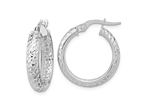 Rhodium Over 14k White Gold 1316 Polished And Diamond Cut Inside And