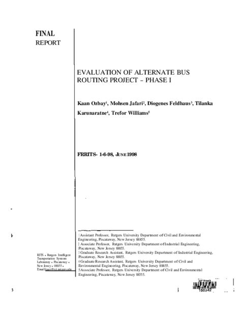 Pdf Evaluation Of Alternate Bus Routing Project Phase I Trefor