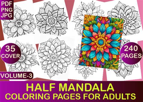 3 Half Mandala Coloring Pages For Adults Designs And Graphics